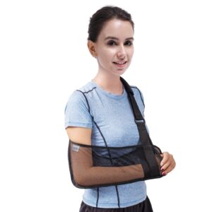 arm sling for shoulder injury broken arm elbow medical grade quality mesh arm support small for men women injury recovery arm immobilizer unisex, 13"-16" black