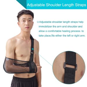 Arm Sling for Shoulder Injury Broken Arm Elbow Medical Grade Quality Mesh Arm Support Small for Men Women Injury Recovery Arm Immobilizer Unisex, 13"-16" Black