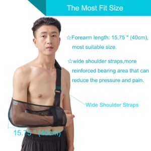 Arm Sling for Shoulder Injury Broken Arm Elbow Medical Grade Quality Mesh Arm Support Small for Men Women Injury Recovery Arm Immobilizer Unisex, 13"-16" Black