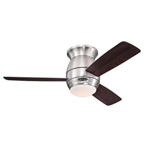 westinghouse 7217900 halley 44-inch brushed nickel indoor ceiling fan, led light kit with frosted opal glass, remote control included