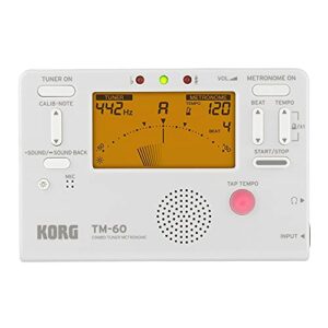 korg tm60c combo tuner metronome with contact microphone, white