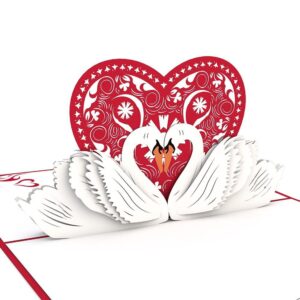 lovepop swans pop-up greeting card