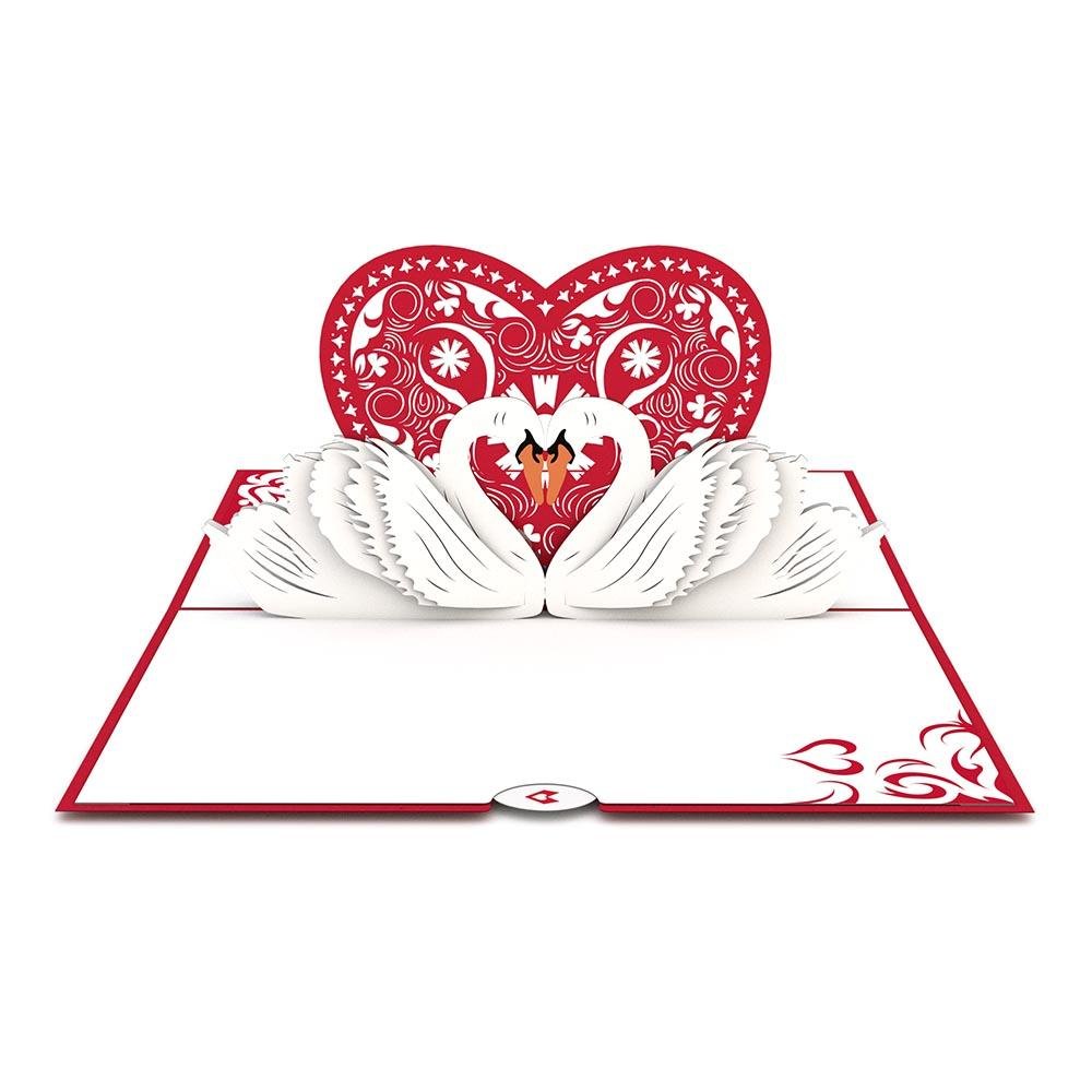 Lovepop Swans Pop-Up Greeting Card