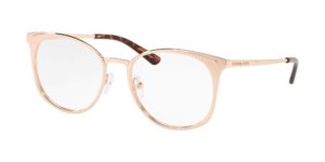 michael kors women's modern round glasses, pink gold, 53