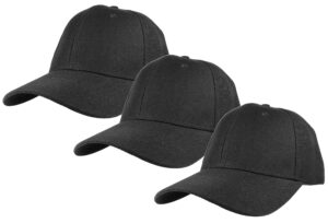 gelante plain blank baseball caps adjustable back strap 3 pc-001-black