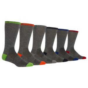 chaps mens solid crew with logo (6 pack) casual sock, grey assorted, 6 12 us