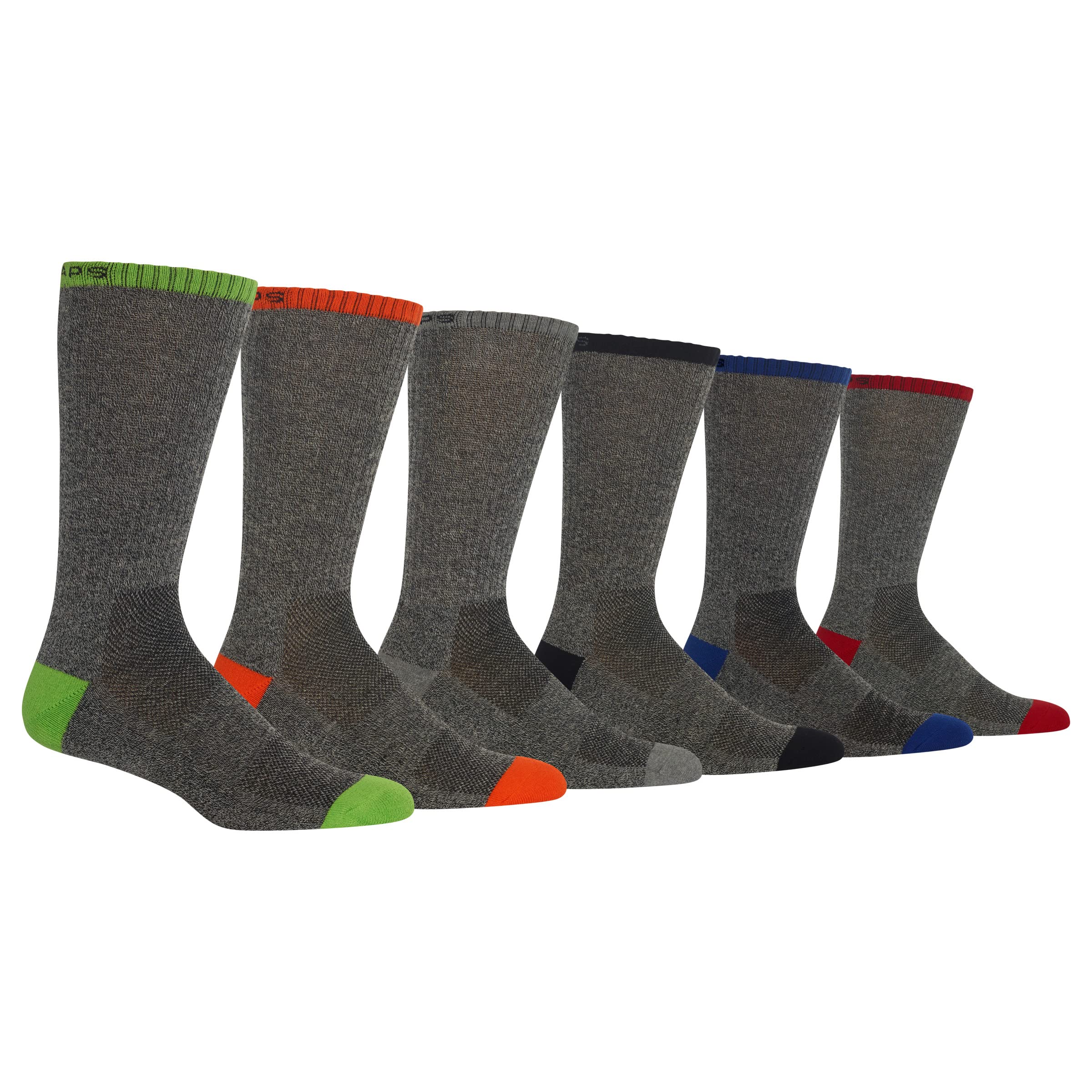 Chaps mens Solid Crew With Logo (6 Pack) Casual Sock, Grey Assorted, 6 12 US