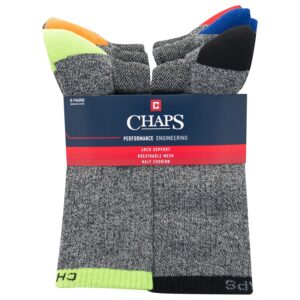 Chaps mens Solid Crew With Logo (6 Pack) Casual Sock, Grey Assorted, 6 12 US