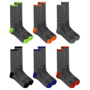 Chaps mens Solid Crew With Logo (6 Pack) Casual Sock, Grey Assorted, 6 12 US