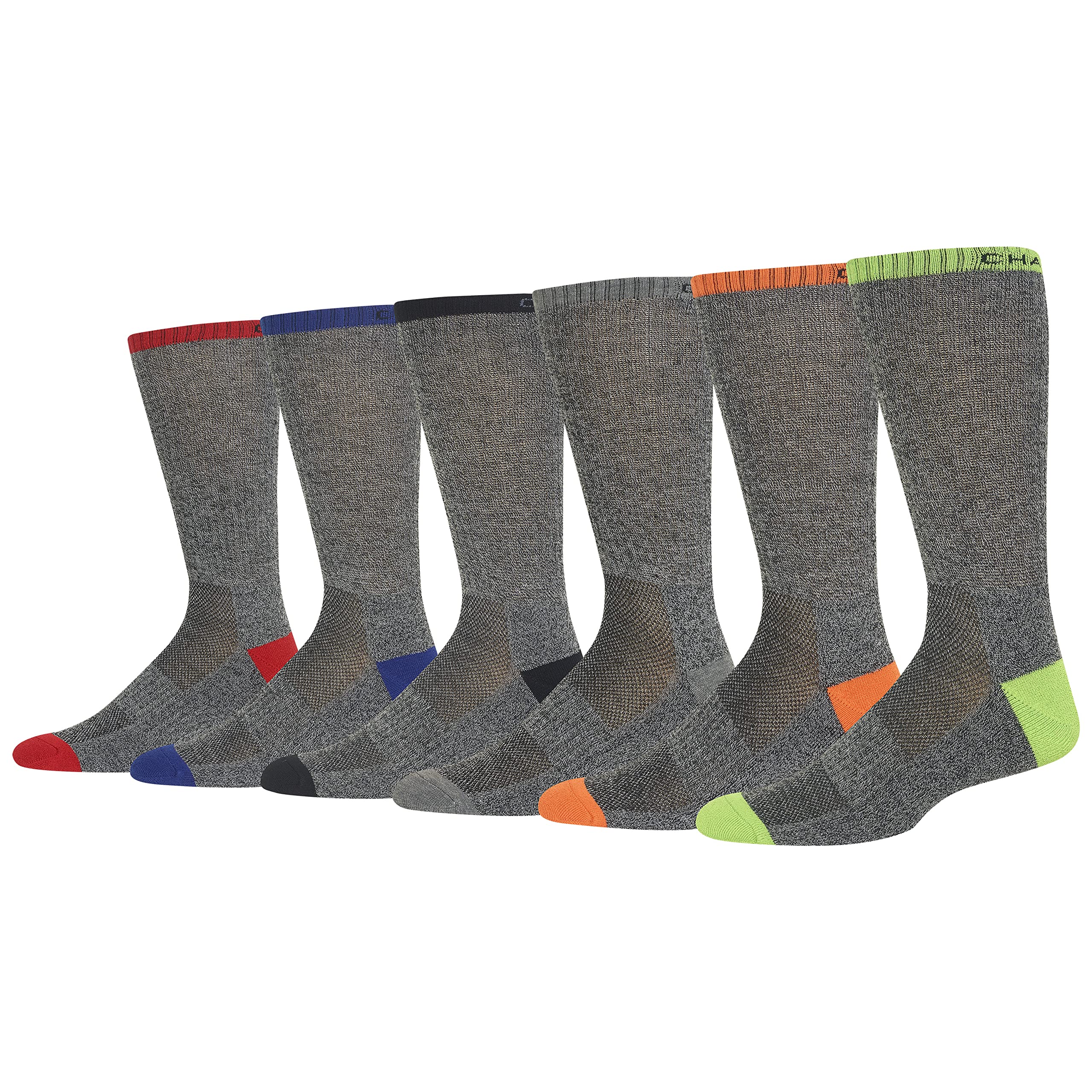 Chaps mens Solid Crew With Logo (6 Pack) Casual Sock, Grey Assorted, 6 12 US