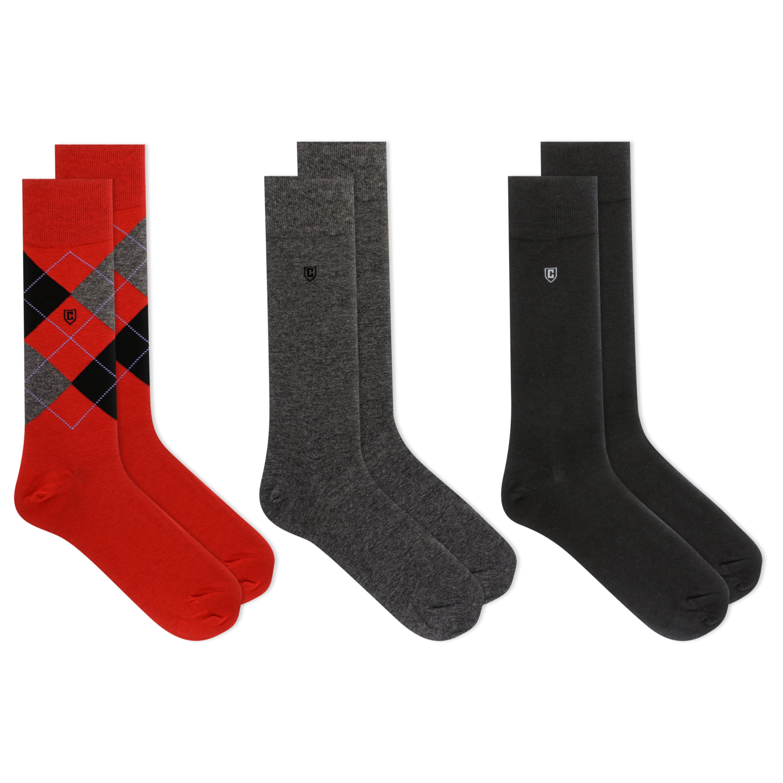 Chaps Men's Soft Argyle Dress Crew Socks-3 Pair Pack-Reinforced Heel and Toe, Red Assorted, Shoe Size: 6-12