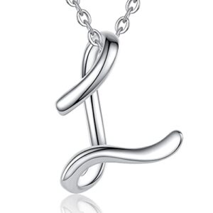 eudora sterling silver initial necklaces for women l letter alphabet personalized charm pendant initial necklace with 18inch o-ring chain