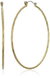 lucky brand big hammered hoop earrings, gold, one size