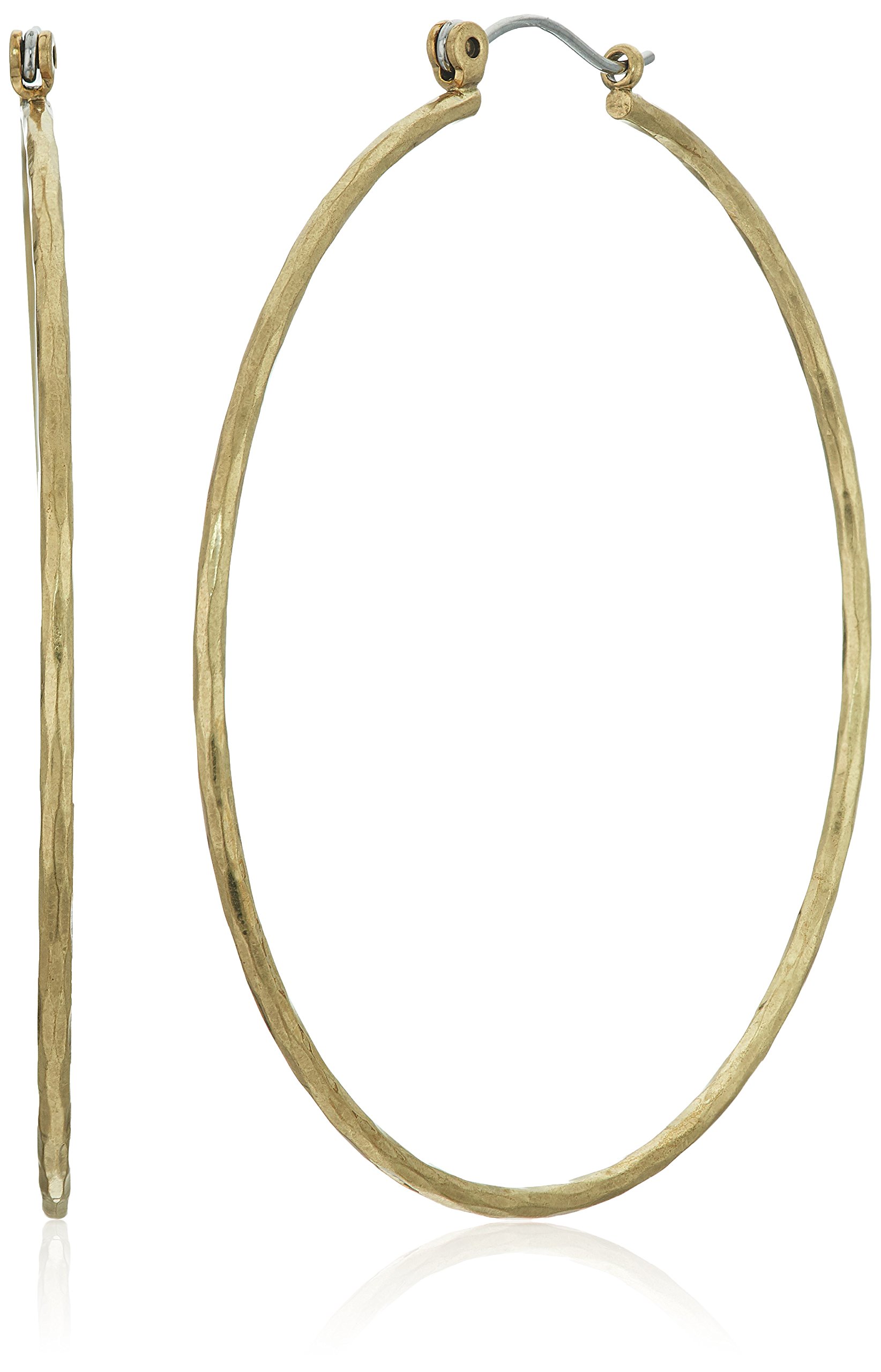 Lucky Brand Big Hammered Hoop Earrings, Gold, One Size