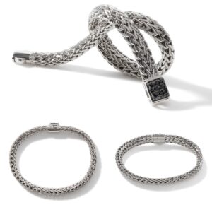 John Hardy Women's Classic Chain 6.5mm Silver Bracelet (Black Sapphire- Small)