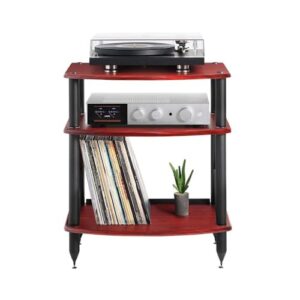 Pangea Audio Vulcan TT Turntable Stand with Vinyl Record Storage - Rosenut Red