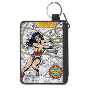 buckle-down junior's canvas coin purse wonder woman, multicolor, 4.25" x 3.25"