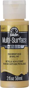 folkart multisurface metallic paint, 2 oz, bright gold