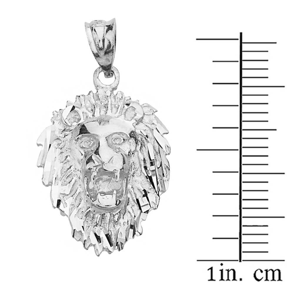 Leo Zodiac Sign Roaring Lion Head Pendant Necklace (18" Sterling-Silver)