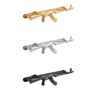 u7 men personalized tie clip set of 3 stainless/black/18k gold plated ak47 gun shaped shirt tie bar clips 3 pieces