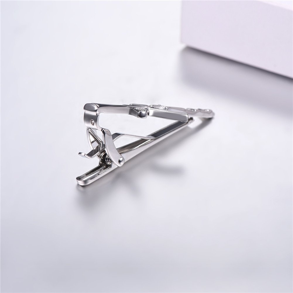 U7 Men Personalized Tie Clip Set of 3 Stainless/Black/18K Gold Plated AK47 Gun Shaped Shirt Tie Bar Clips 3 Pieces