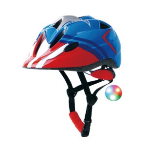 atphfety kids toddler bike helmet,adjustable boys girl helmets from baby to children(age 1-8),multi sports for bicycle skate scooter with led light