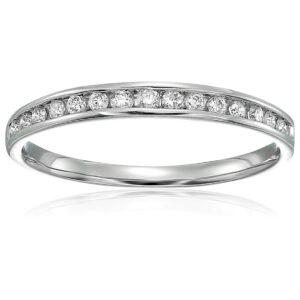 vir jewels 1/5 carat (ctw) diamond wedding anniversary band for women, half eternity round diamond engagement ring 10k white gold channel set 0.20 cttw, size 9.5