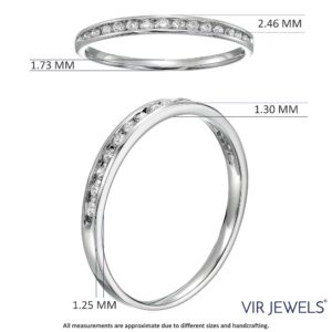 VIR JEWELS 1/5 carat (ctw) Diamond Wedding Anniversary Band for Women, Half Eternity Round Diamond Engagement Ring 10K White Gold Channel Set 0.20 cttw, Size 9.5