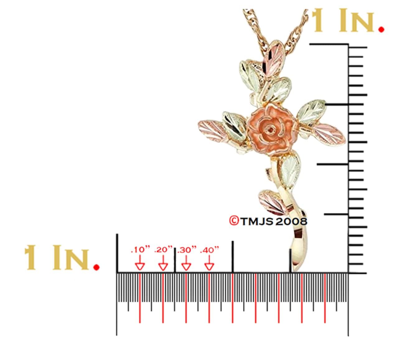 Black Hills Gold Jewelry 10k Yellow Gold Tree of Life Cross Pendant Necklace, 12k Green and Rose Gold, 18 Inches for Women