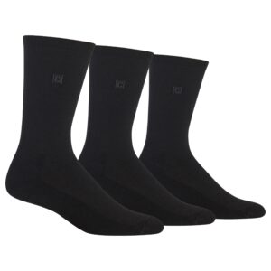 chaps men's cotton rayon dress crew socks-3 pair pack-assorted solid color and true rib, black, shoe size: 6-12