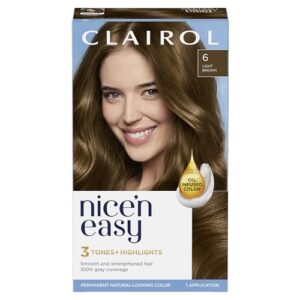 clairol nice'n easy permanent hair dye, 6 light brown hair color, pack of 1