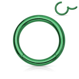 covet jewelry titanium anodized precision 316l surgical steel hinged segment ring (16ga, length: 8mm, green)