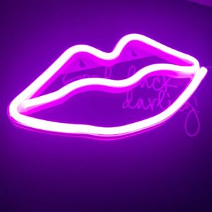 Lips Shaped Neon Signs Led Romantic Art Decorative Neon Lights Wall Decor for Christmas Gift Studio Party Kids Room Living Room Wedding Party Decoration Pink