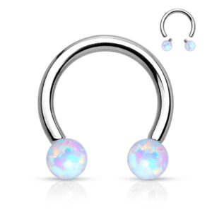 amelia fashion14 gauge opal circular barbell/horseshoe nose ring 316l surgical stainelss steel (white opal)