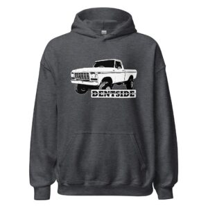 aggressive thread dentside 4x4 hoodie based on classic ford pickup truck dark heather