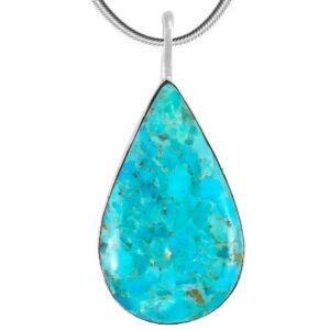 turquoise pendant necklace 20" sterling silver 925 genuine gemstones (20", turquoise)