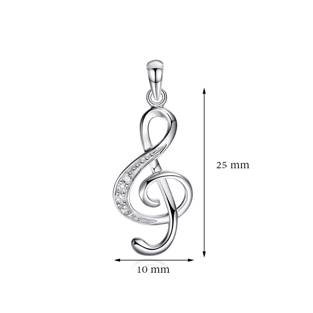 WEILYDF Music Note Pendant Necklace 925 Sterling Silver Cubic Zirconia Jewelry for Women Girl Box Chain 18"