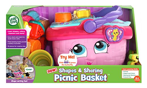 LeapFrog Shapes & Sharing Picnic Basket, Pink 6.22 x 8.66 x 6.69 inches