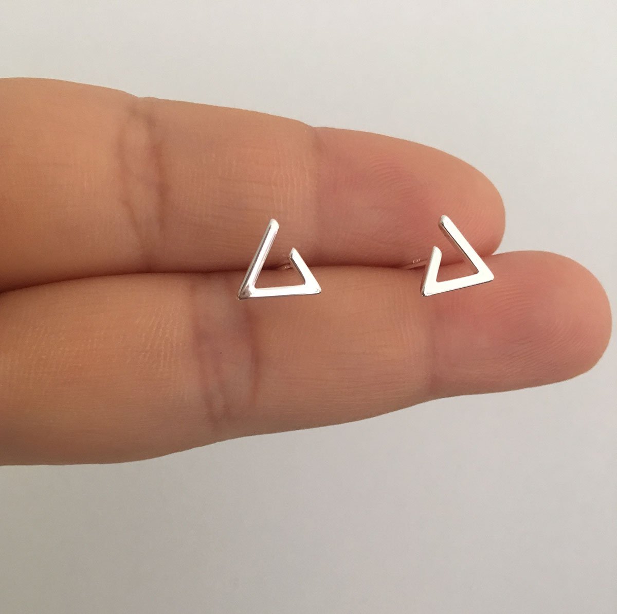 Minimalism Hollow Triangle Earrings Sterling Silver Stud Earrings Everyday Wear