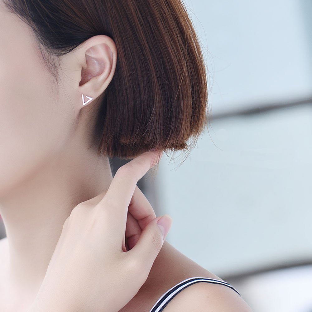 Minimalism Hollow Triangle Earrings Sterling Silver Stud Earrings Everyday Wear