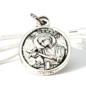 St Gerard Necklace Patron Saint of Pregnancy Charm Necklace St Gerard Pendant Patron Saint of Fertility with a Beautiful St Gerard Charm Fertility Necklace and St Philomena Anchor for Women