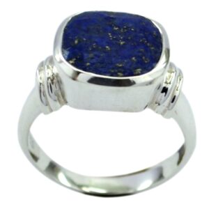 genuine lapis lazuli ring for women cushion shape bezel setting sterling silver size 5,6,7,8,9,10,11,12