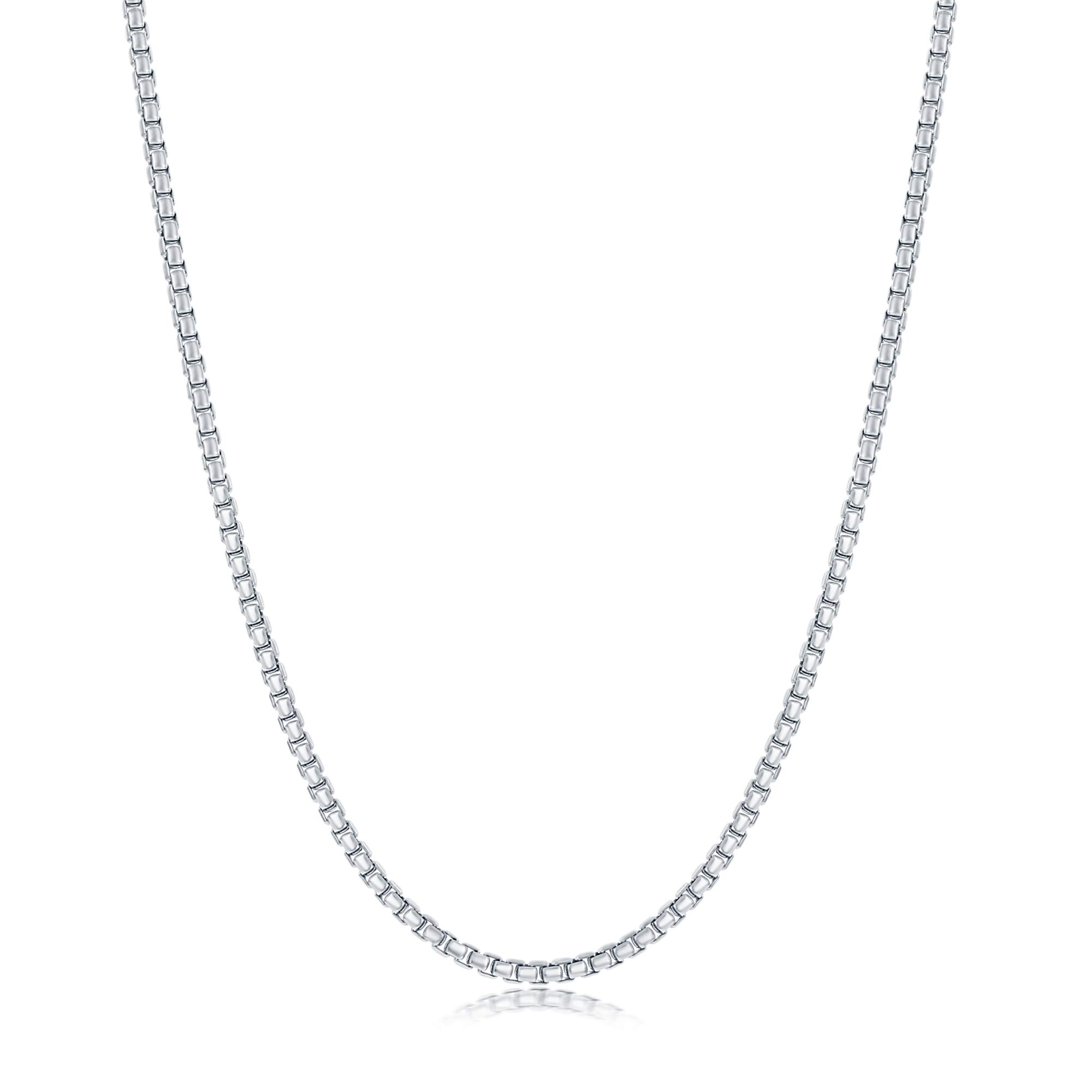 NYC Sterling Necklace Round Box Chain, Sterling Silver for Men and Women, Made in Italy (18")