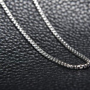 NYC Sterling Necklace Round Box Chain, Sterling Silver for Men and Women, Made in Italy (18")