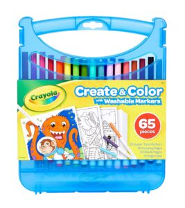 crayola super tips coloring art case with coloring pages, kids gift, 65+ pieces, packaging may vary