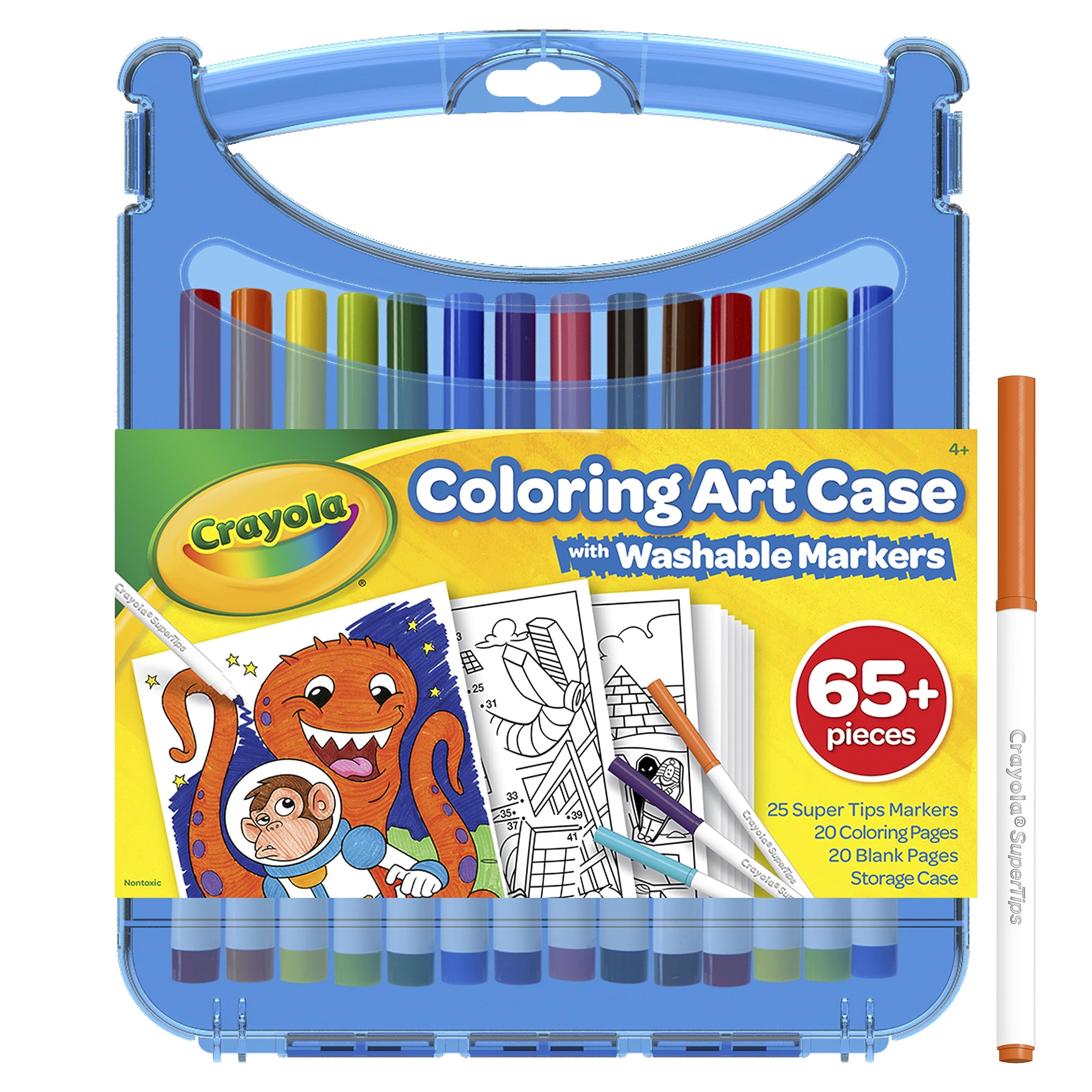 Crayola Super Tips Coloring Art Case with Coloring Pages, Kids Gift, 65+ Pieces, Packaging May Vary