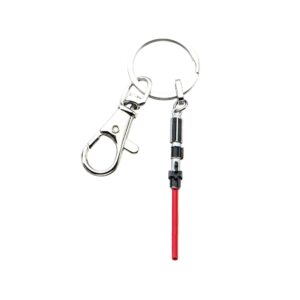 star wars jewelry unisex adult darth vader lightsaber steel key chain, silver/red, one size