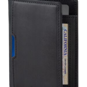 SERMAN BRANDS - Wallets for Men Slim Mens leather RFID Blocking Minimalist Card Front Pocket Bifold Travel Thin (Charcoal Black 5.0)