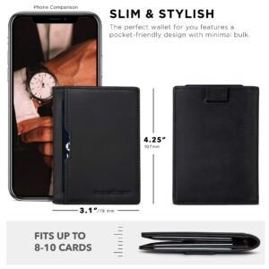 SERMAN BRANDS - Wallets for Men Slim Mens leather RFID Blocking Minimalist Card Front Pocket Bifold Travel Thin (Charcoal Black 5.0)