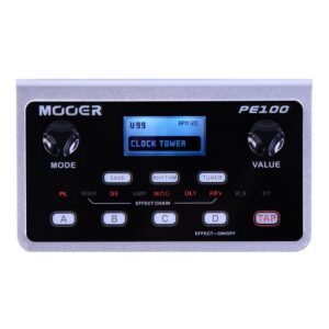 mooer pe100 portable desk top guitar multi effects with 198 presets, 36 effects, drum machine, metronome, tap tempo, aux in headphone